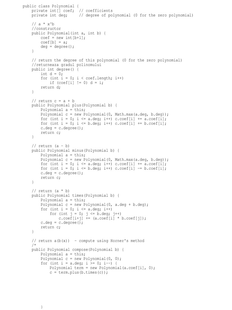 Polinom Java | PDF | Polynomial | Algorithms And Data Structures