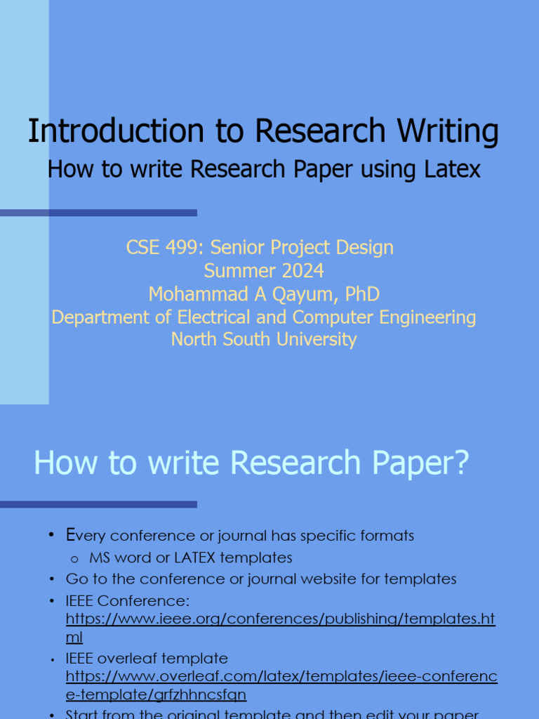 Writing Research Papers in LaTeX | PDF | Te X | Computing