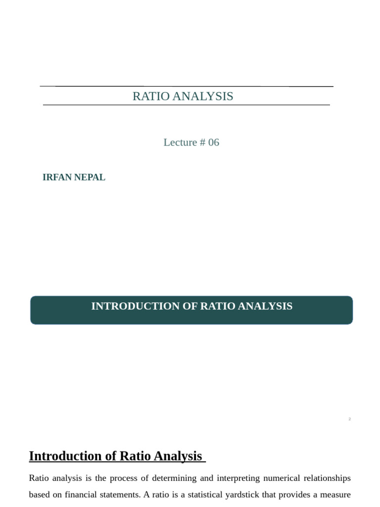 AFS Lec # 06 Ratios Analysis | PDF | Debt | Income Statement