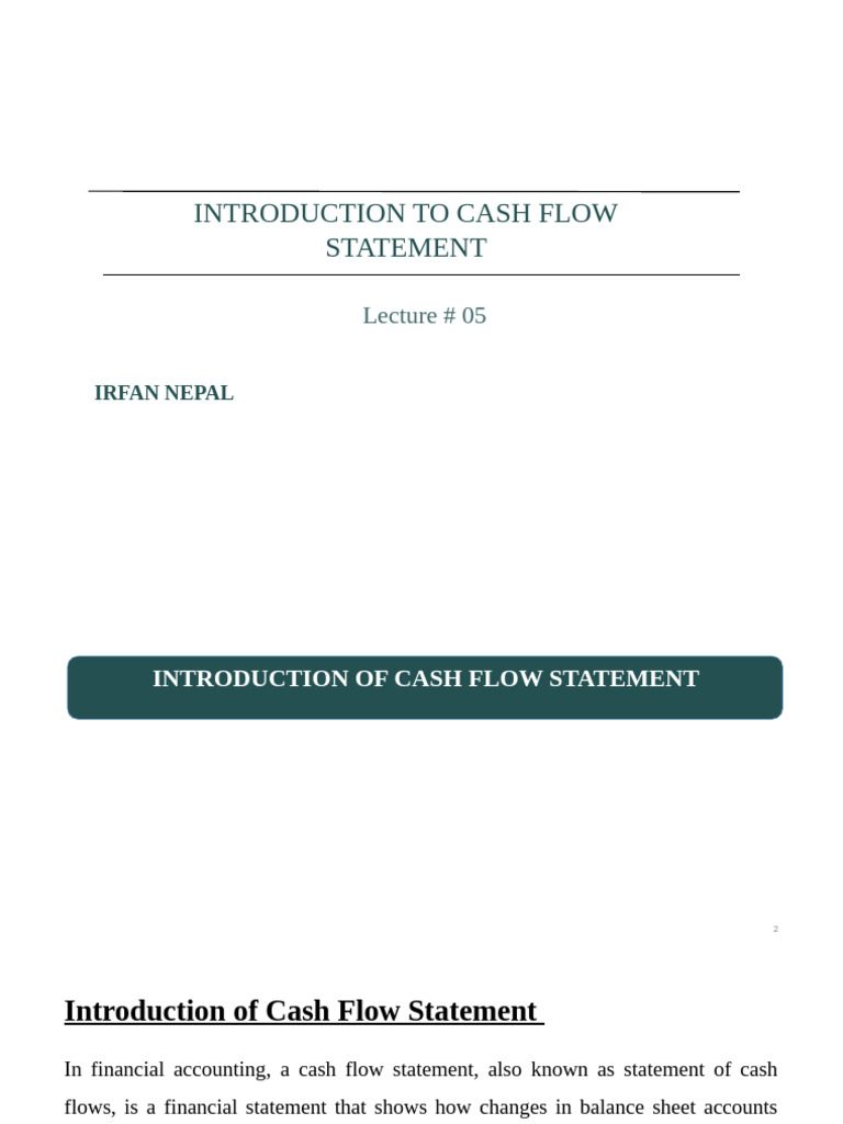 AFS Lec # 05 Cash Flow Statement | PDF | Cash Flow Statement | Dividend