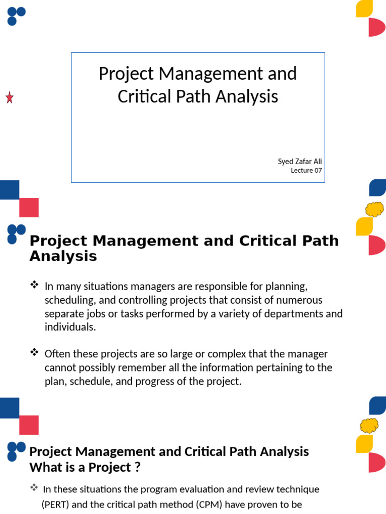 Lecture 7 PERT CPM | PDF | Project Management | Variance Lecture 7 PERT CPM | PDF | Project Management | Variance