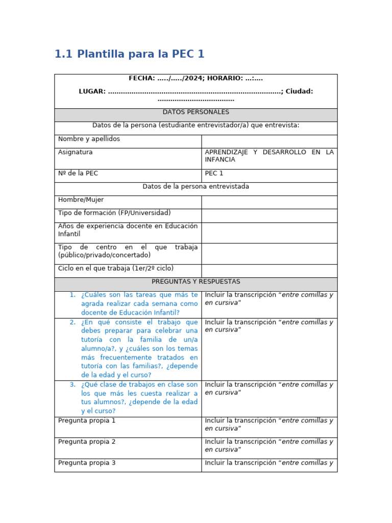 Plantilla para La PEC 1 | PDF