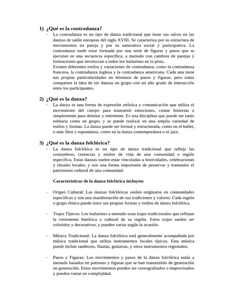 Características y tipos de contradanza | PDF | Bailes | Ritmo