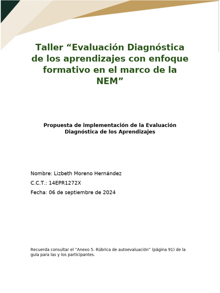 (Cuadernillo) Taller "Evaluación Diagnóstica de Los Aprendizajes Con ...