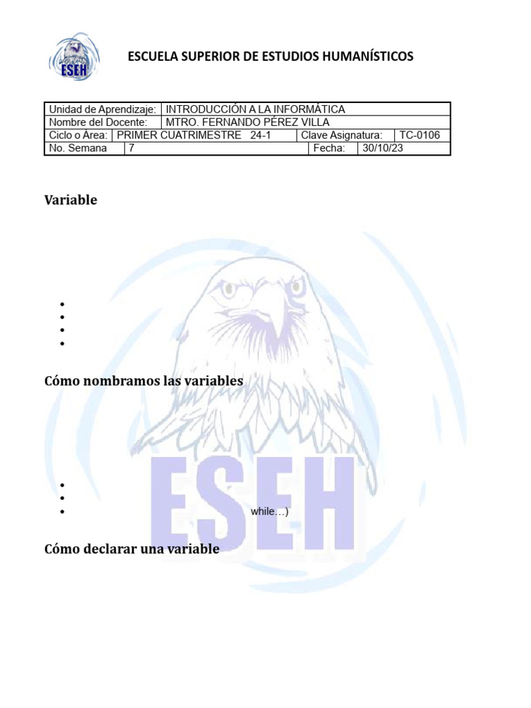 Introducción a Variables y Operadores | PDF | Variable (informática ...