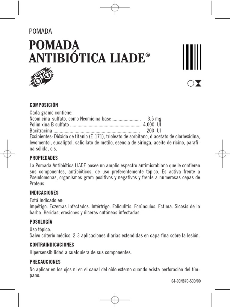Pomada Antibiótica Liade | PDF | Especialidades Medicas | Medicina CLINICA