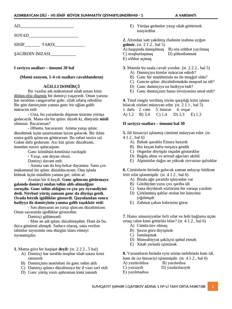 Bsq-1-Az-Dili-7-A Var | PDF