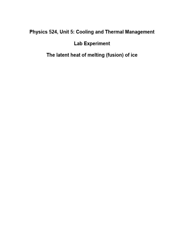 Latent Heat Fusion Pdf Latent Heat Heat