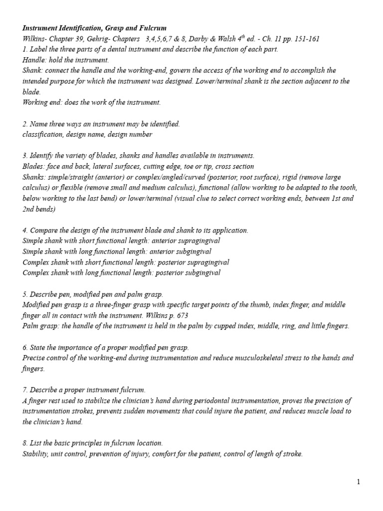 Instrumentation Study Guides | PDF | Periodontology | Medical Specialties
