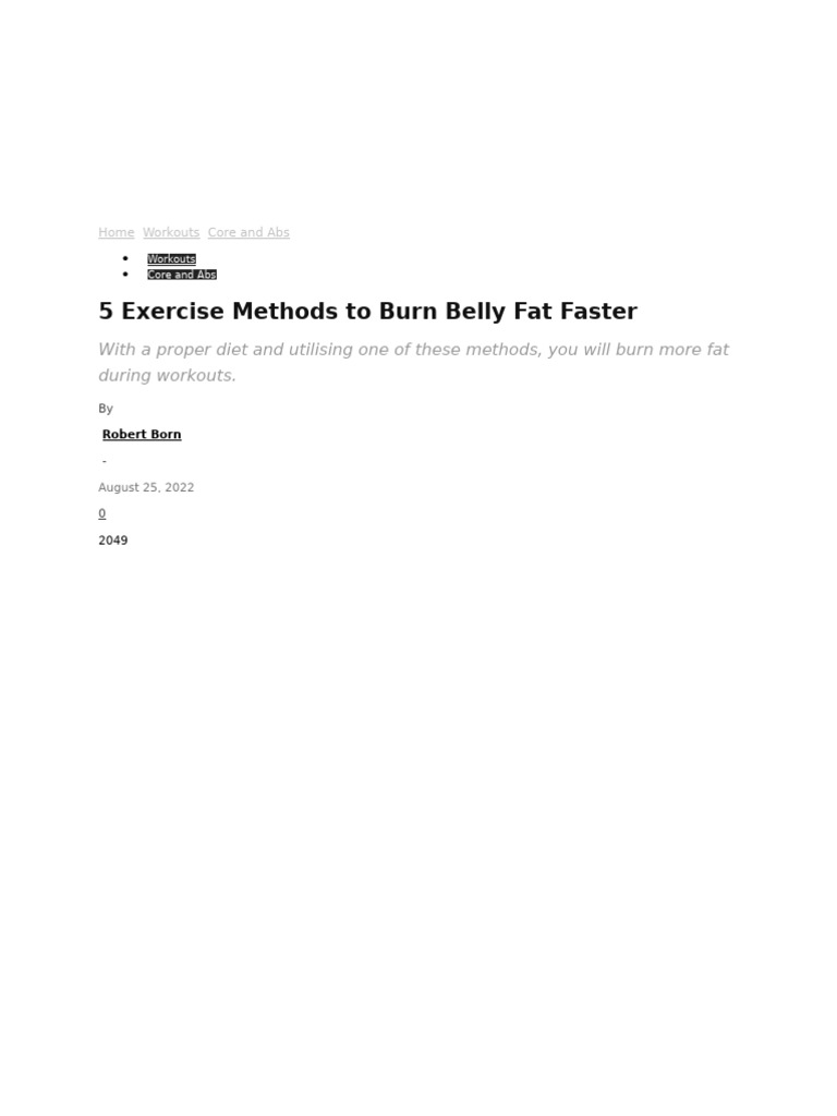 5 Exercises To Burn Belly Fat | PDF | Strength Training | Weight Training