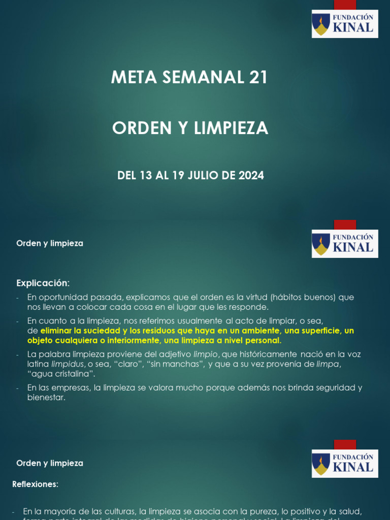 Meta 21 Orden y Limpieza | PDF