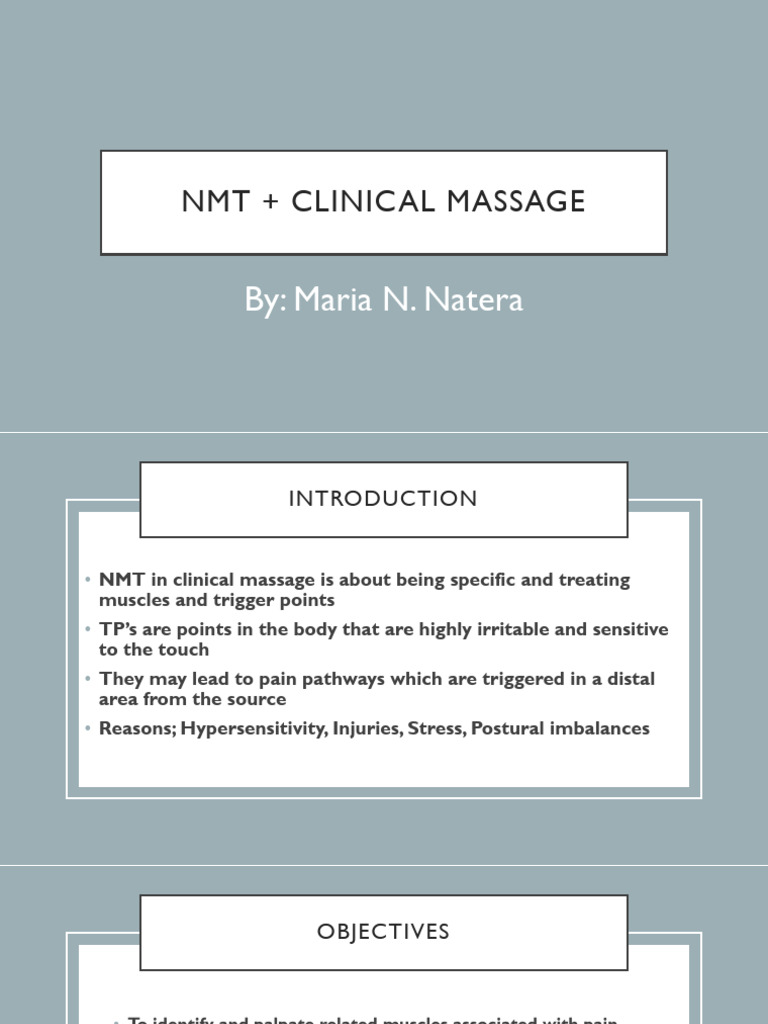 NMT Introduction | PDF | Myofascial Trigger Point | Massage