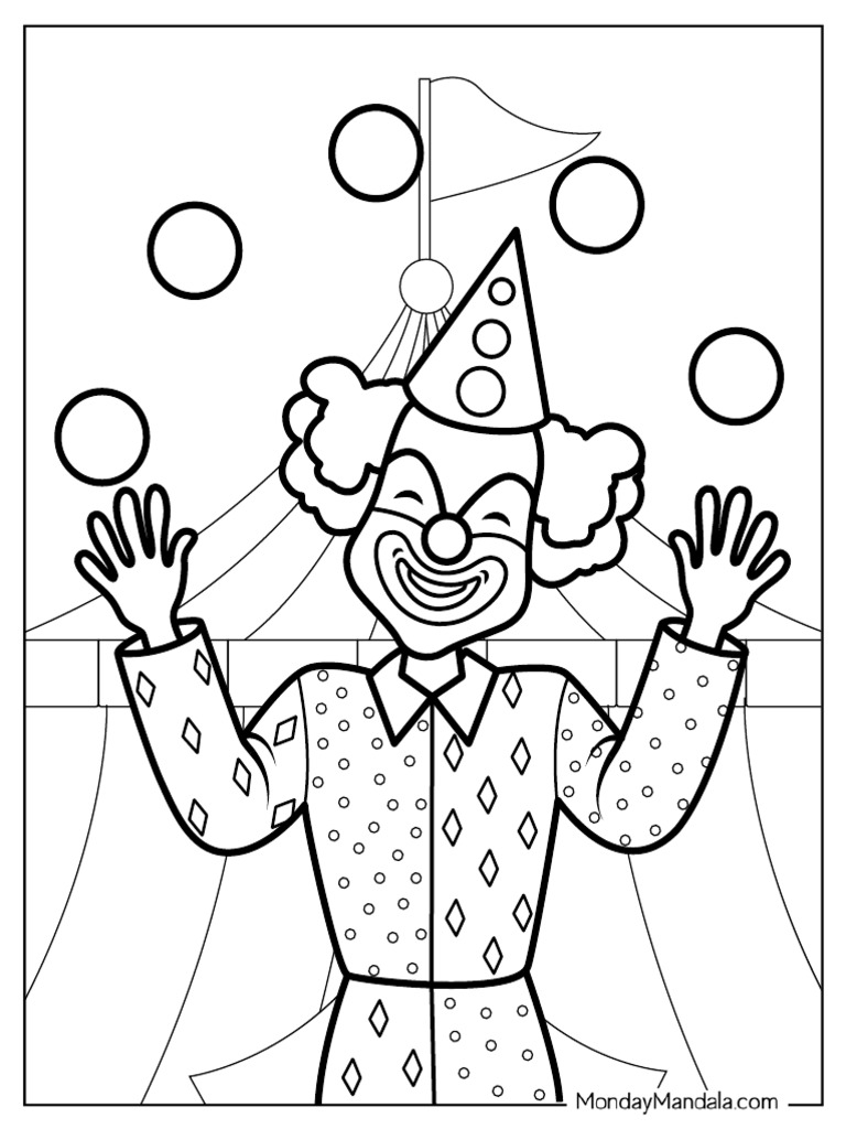 Happy Clown Juggling Coloring Sheet | PDF