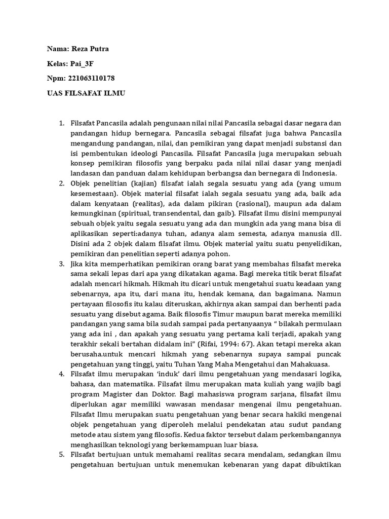 Reza Putra - Filsafat Pendidikan | PDF | Filsafat