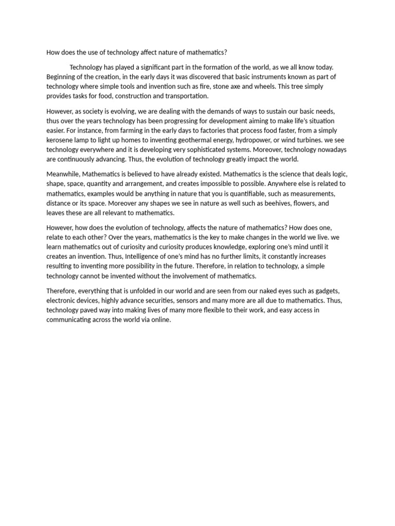 Impact of Technology on Mathematics | PDF | Social Science | Art