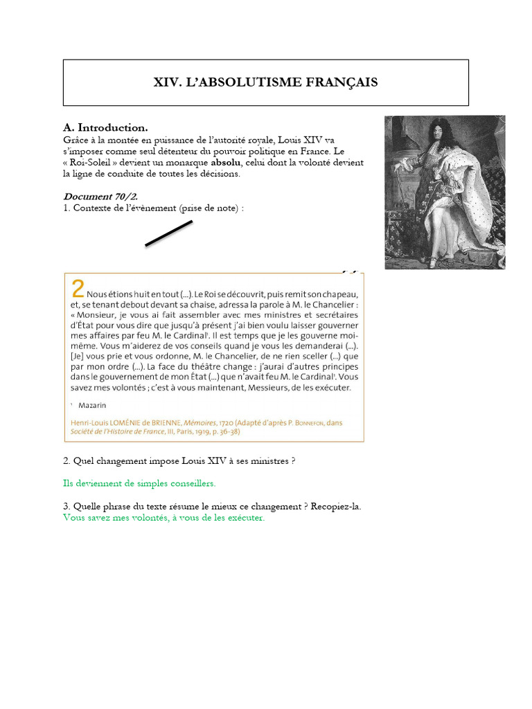 Absolutisme de Louis XIV en France | PDF | Royaume de France