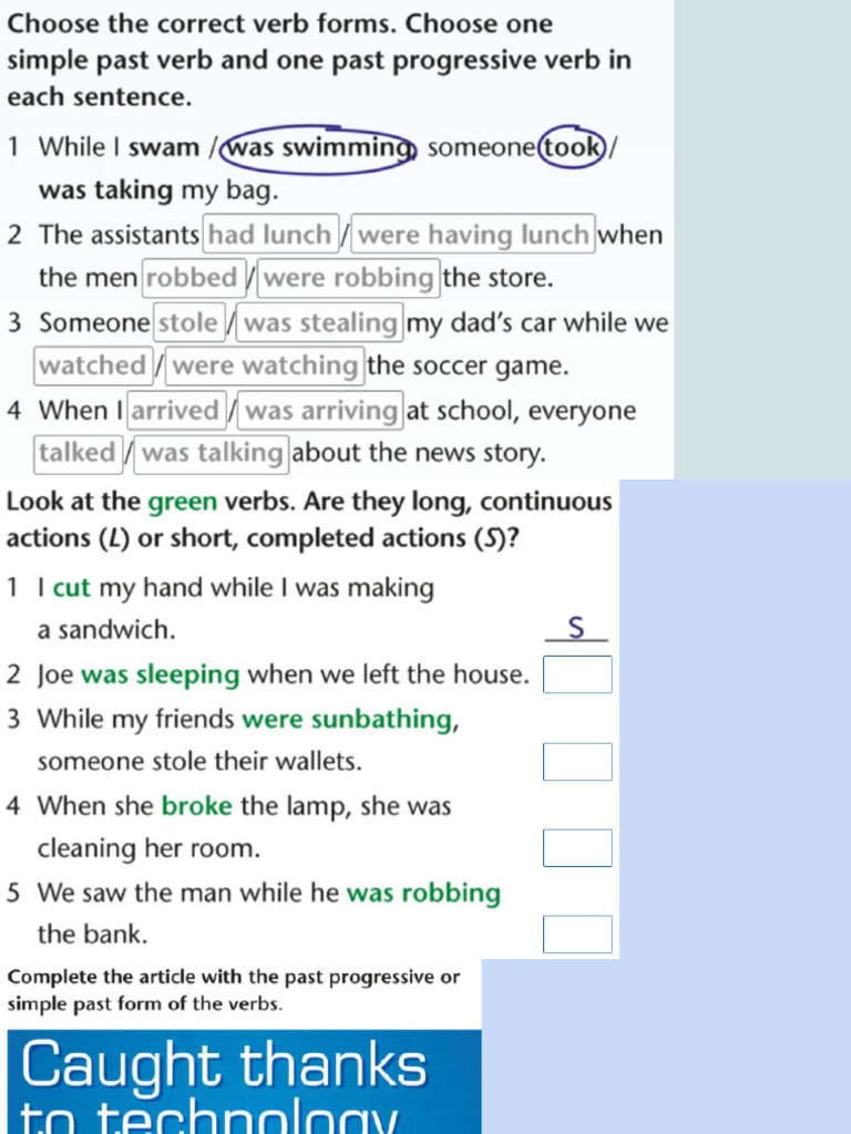 Homework - Past Simple X Past Progressive - 28 - 05 - 24 | PDF