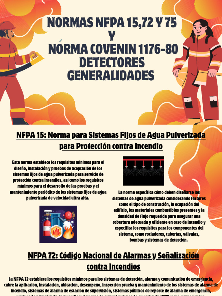 Presentacion NFPA 15,72, 75 | PDF | Protección contra incendios ...