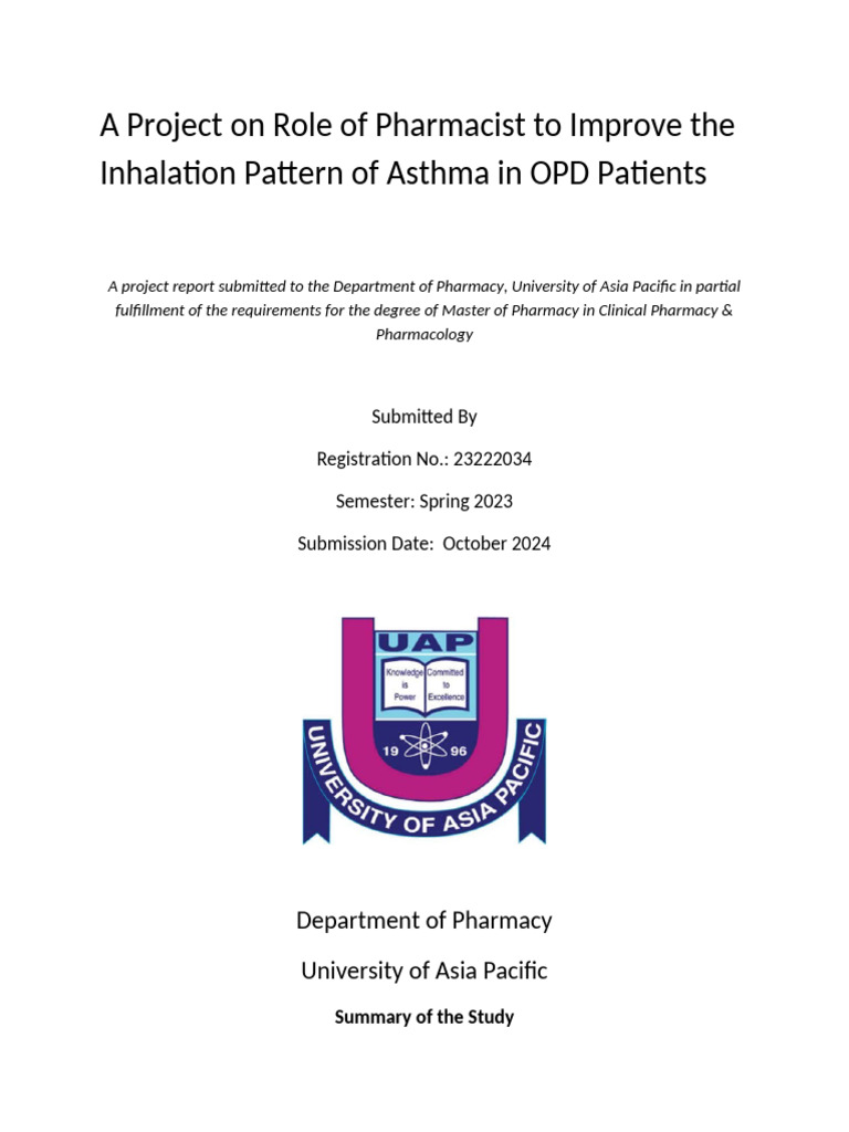 m Pharm Project | PDF | Asthma | Diseases And Disorders