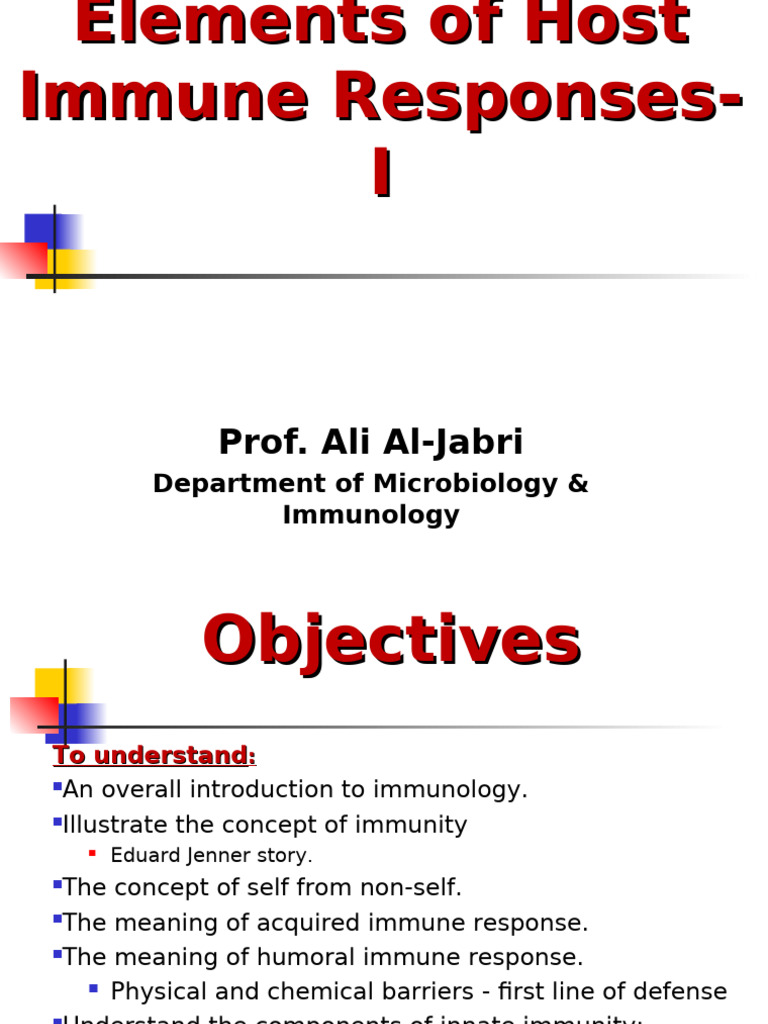 Elements of Host Immune Response - 1 2 | PDF | Immune System | Innate ...