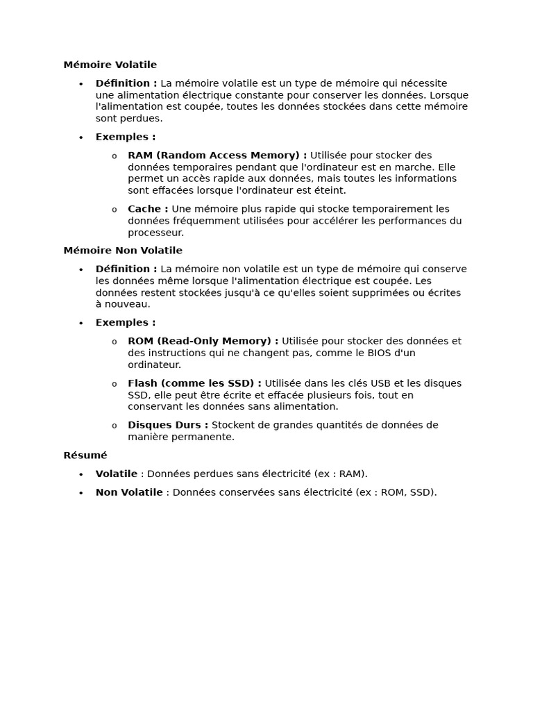 Mémoire Volatile Définition | PDF
