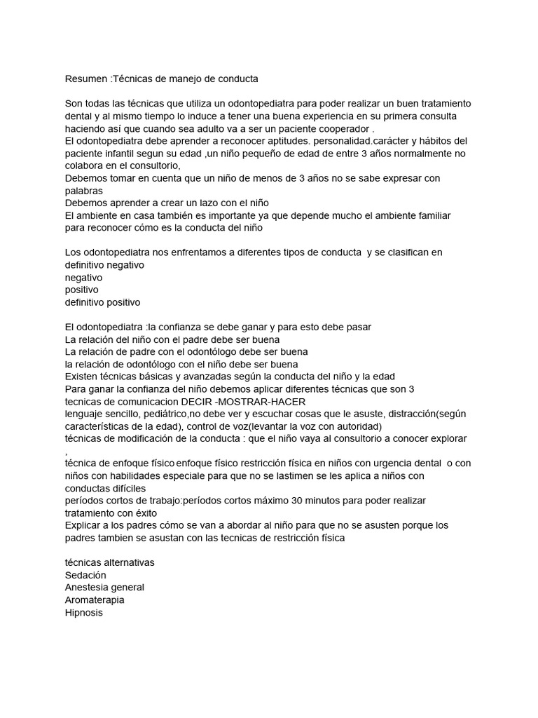 Tecnicas de Manejo de La Conducta | PDF