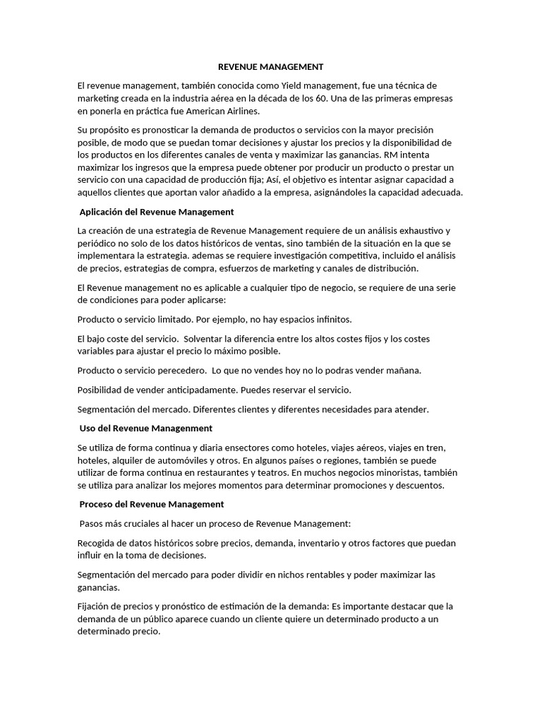 Revenue Management | PDF | Business | Economias