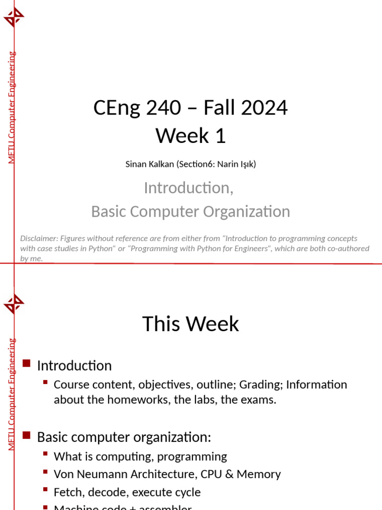 Intro to Computer Organization CEng 240 | PDF | Computing | Computer ...