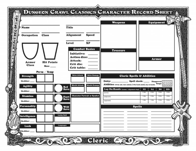 Cleric Sheet wStatsDmg | PDF