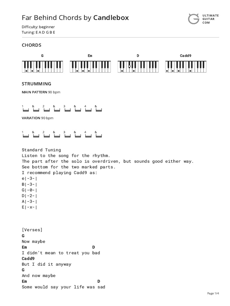 Far Behind Chords (Ver 2) by Candlebox | PDF
