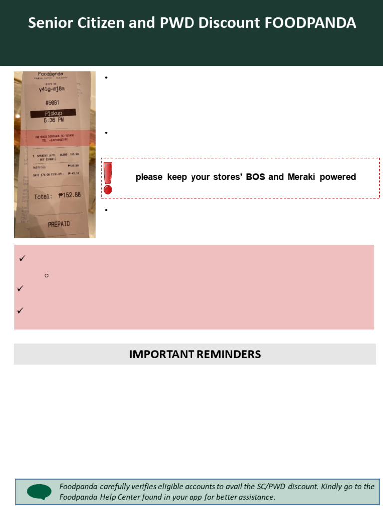 Senior Citizen and PWD Discount On Delivery Foodpanda 1028 | PDF ...