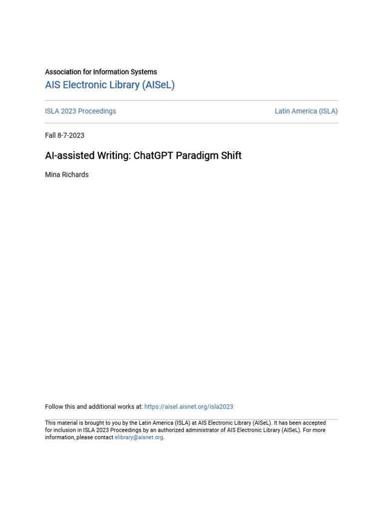 AI-assisted Writing ChatGPT Paradigm Shift de Scribd de Mierda | PDF | Artificial Intelligence ...