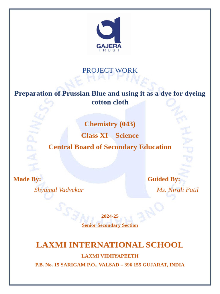 Chemistry Project Format | PDF