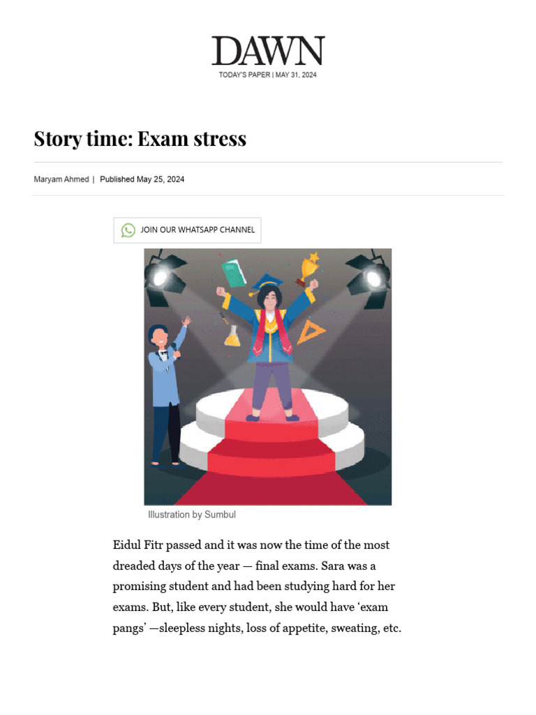 Story Time - Exam Stress - Newspaper | PDF