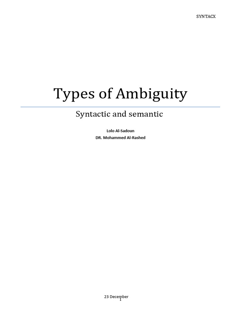 Ambiguity With Tree Diagrams | PDF | Semantics | Ambiguity