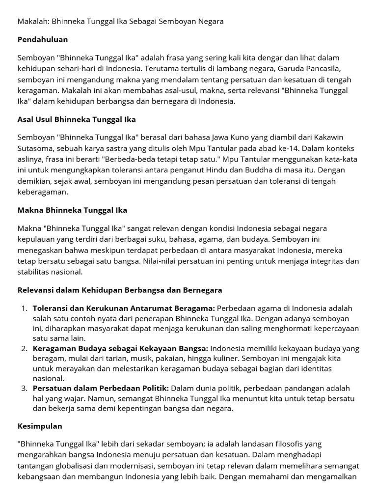 Makalah Bhinneka Tunggal Ika Sebagai Semboyan Negara - 20241018 ...