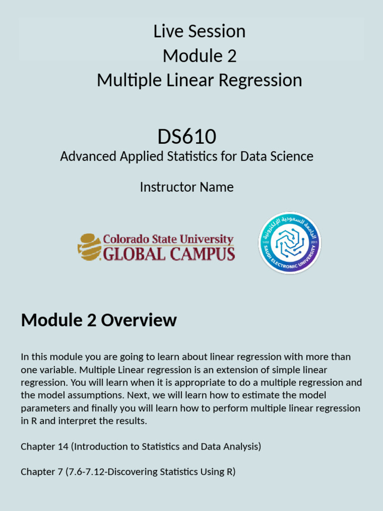 Seu Ds610 Mod02 | PDF | Linear Regression | Errors And Residuals