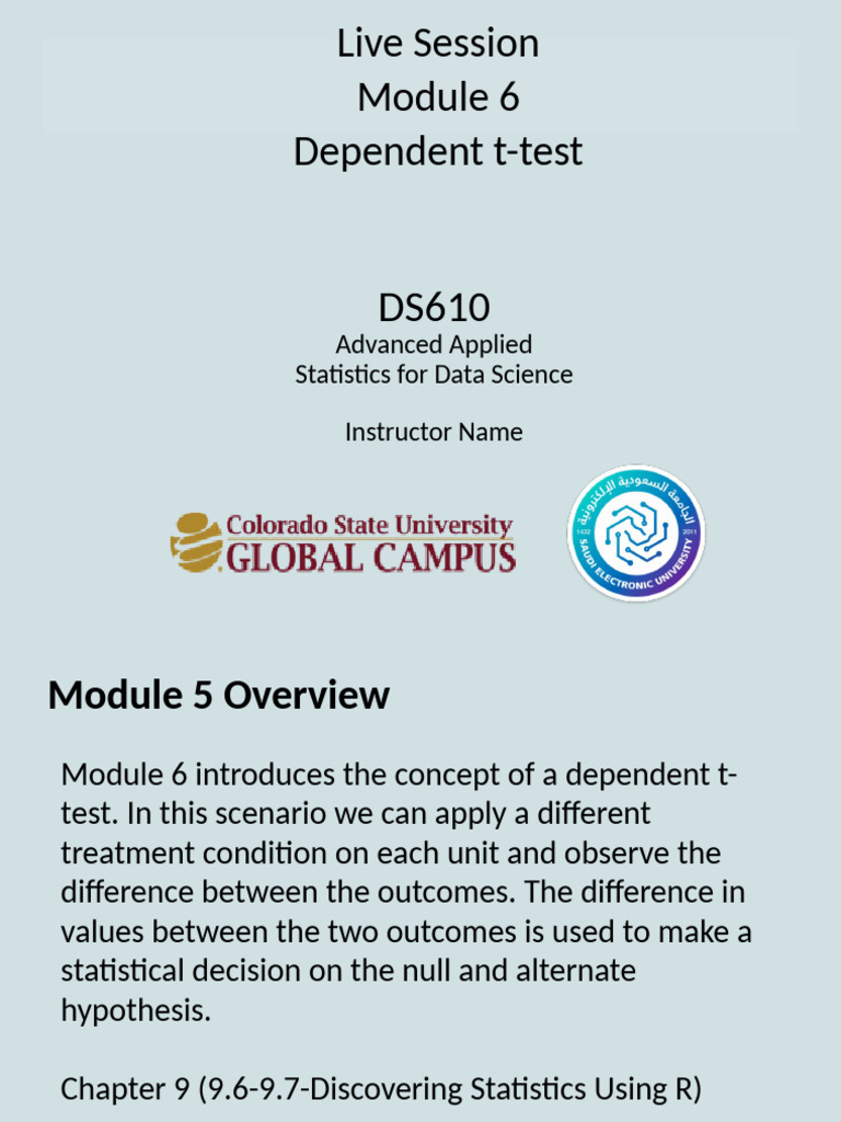 Dependent t-test in R for Data Science | PDF | Student's T Test ...
