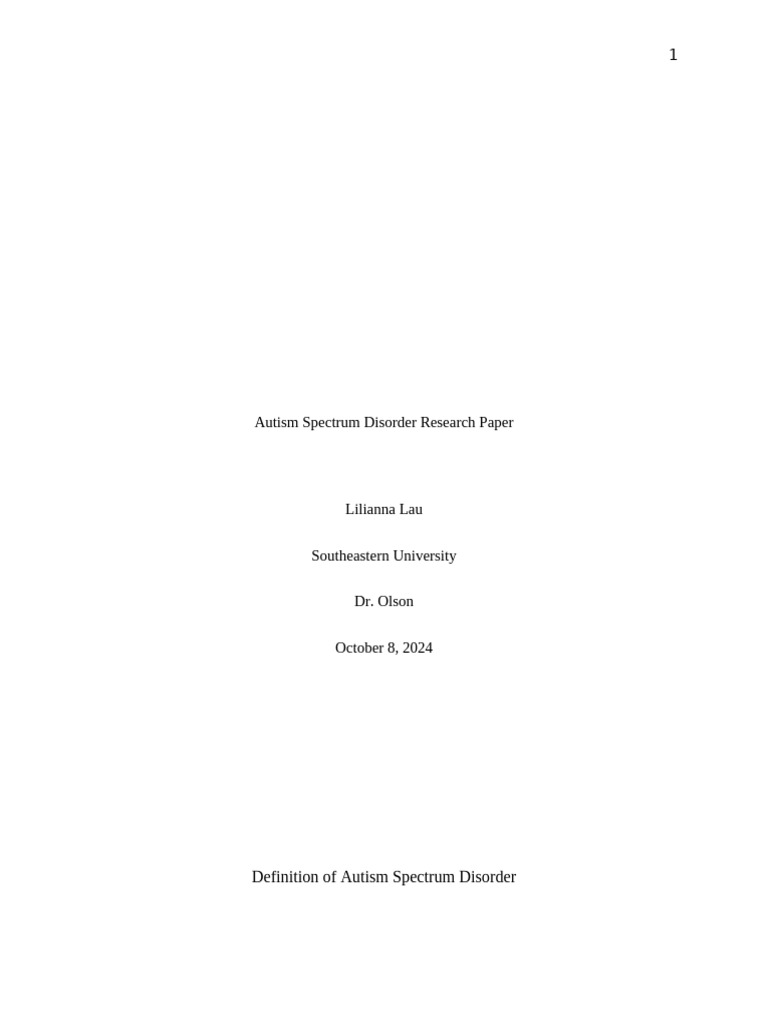 Childhood Psychological Disorder Research Paper | PDF | Autism Spectrum ...