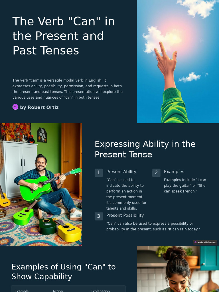 The Verb Can in The Present and Past Tenses | PDF | Grammatical Tense ...