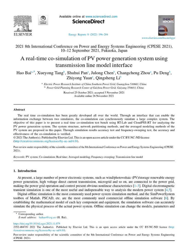 Real-Time Co-Simulation of PV Systems | PDF | Power Inverter | Electric ...