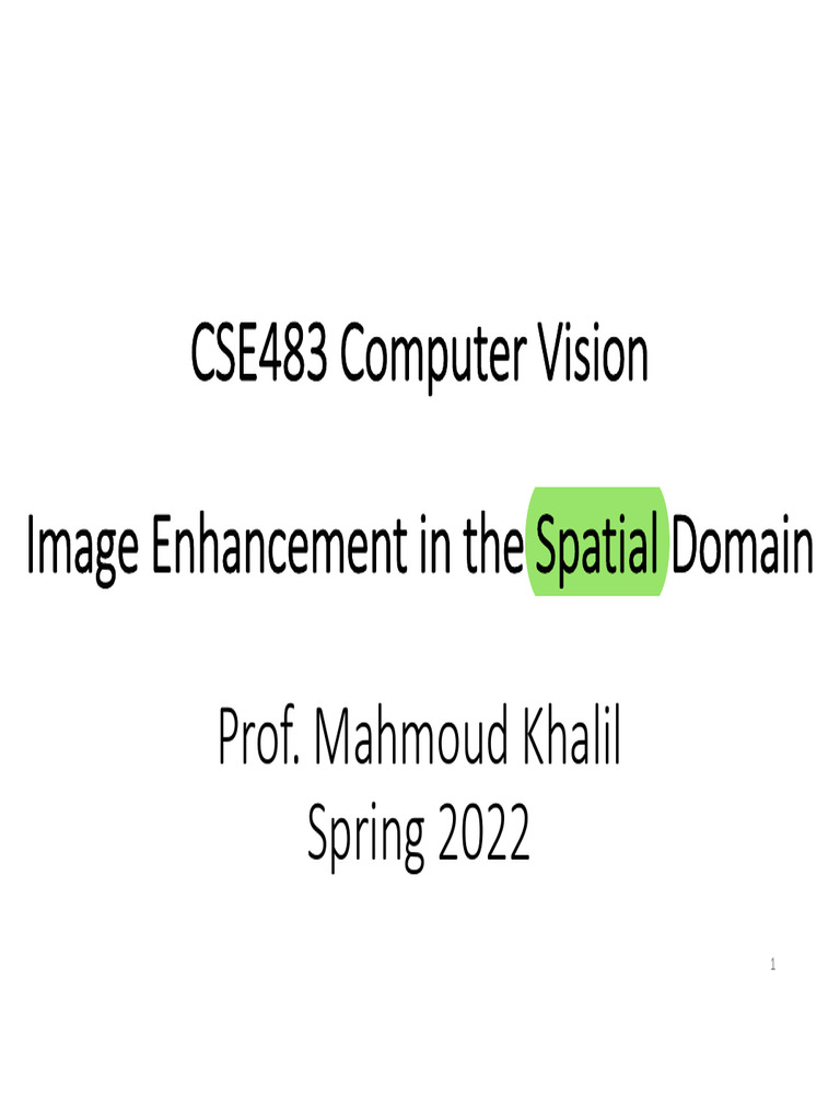 02 Image Enhancement in The Spatial Domain (Chapter 03) | PDF | Signal Processing | Applied ...