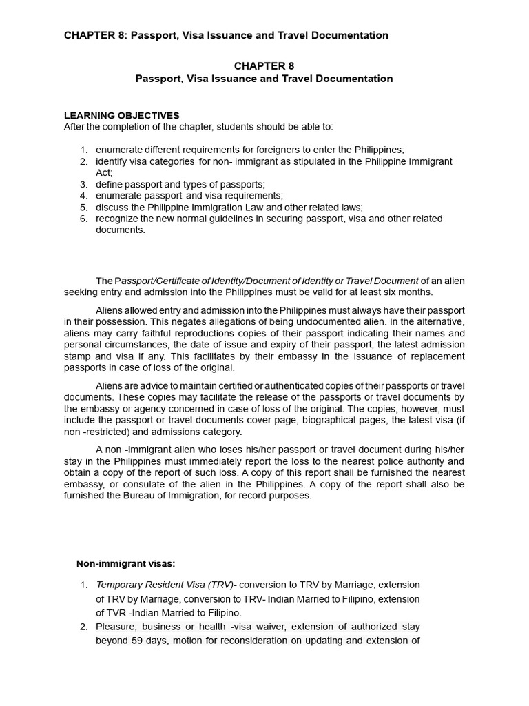 Chapter-8-Passport-Visa-Issuance-and-Travel-Documentation | PDF ...