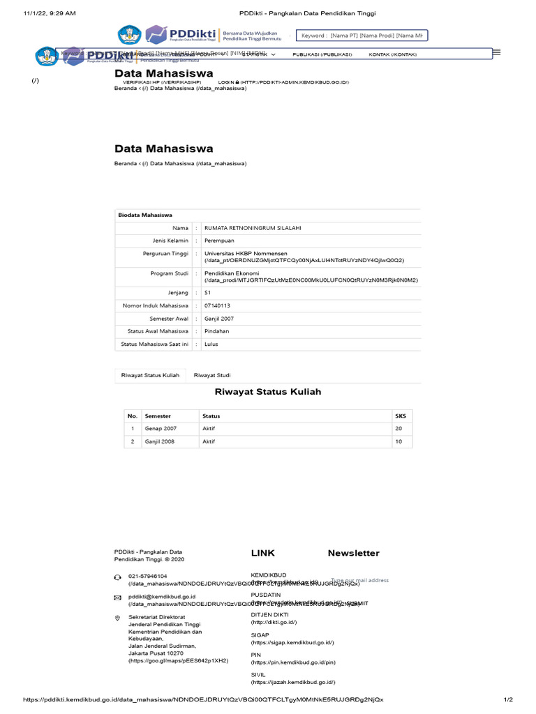 Data Mahasiswa Universitas HKBP Nommensen | PDF