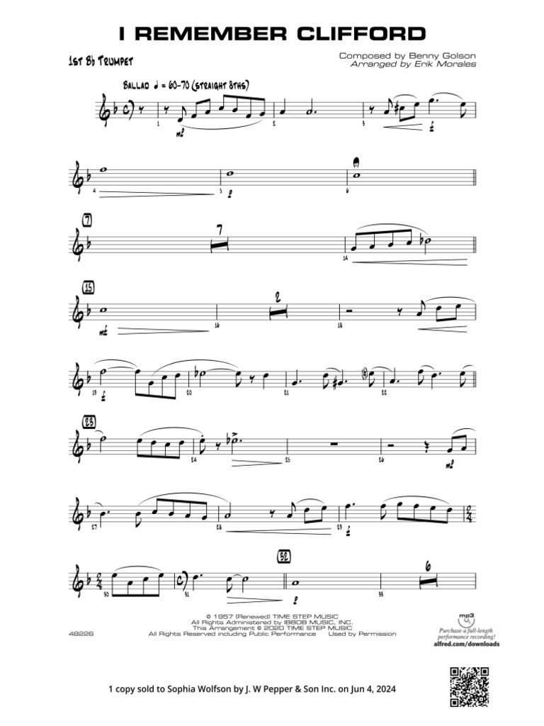 I Remember Clifford 1st B-Flat Trumpet | PDF
