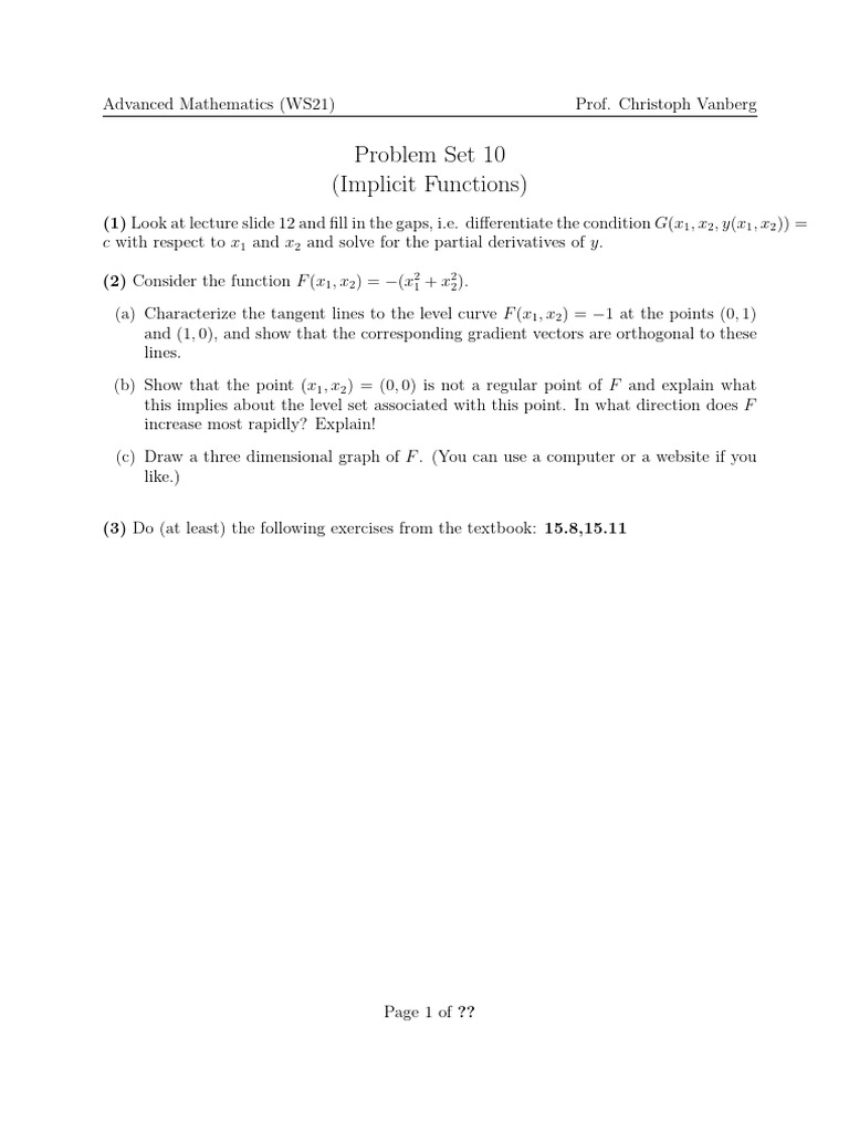 Advanced Math PS10 | PDF