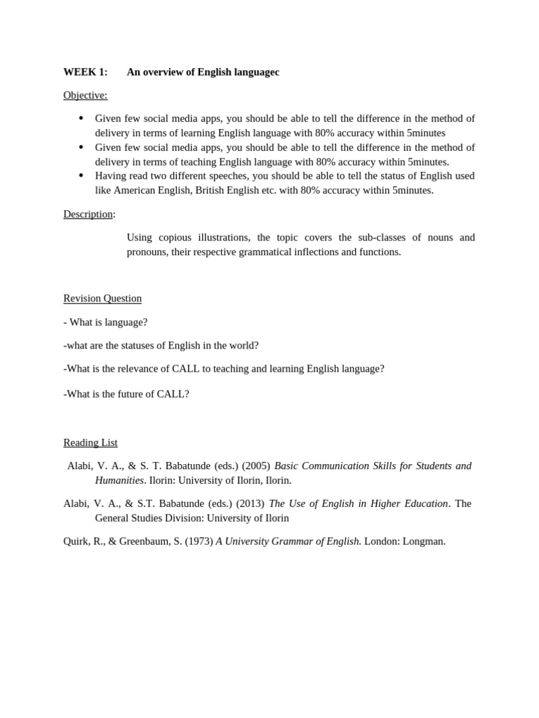 CHAPTER 1 - An Overview of English-Courseware | PDF