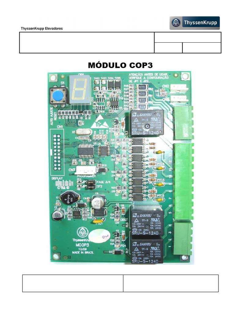 3Z0006RG-01 - Manual de Instalação e Utilização Do Módulo COP3 | PDF