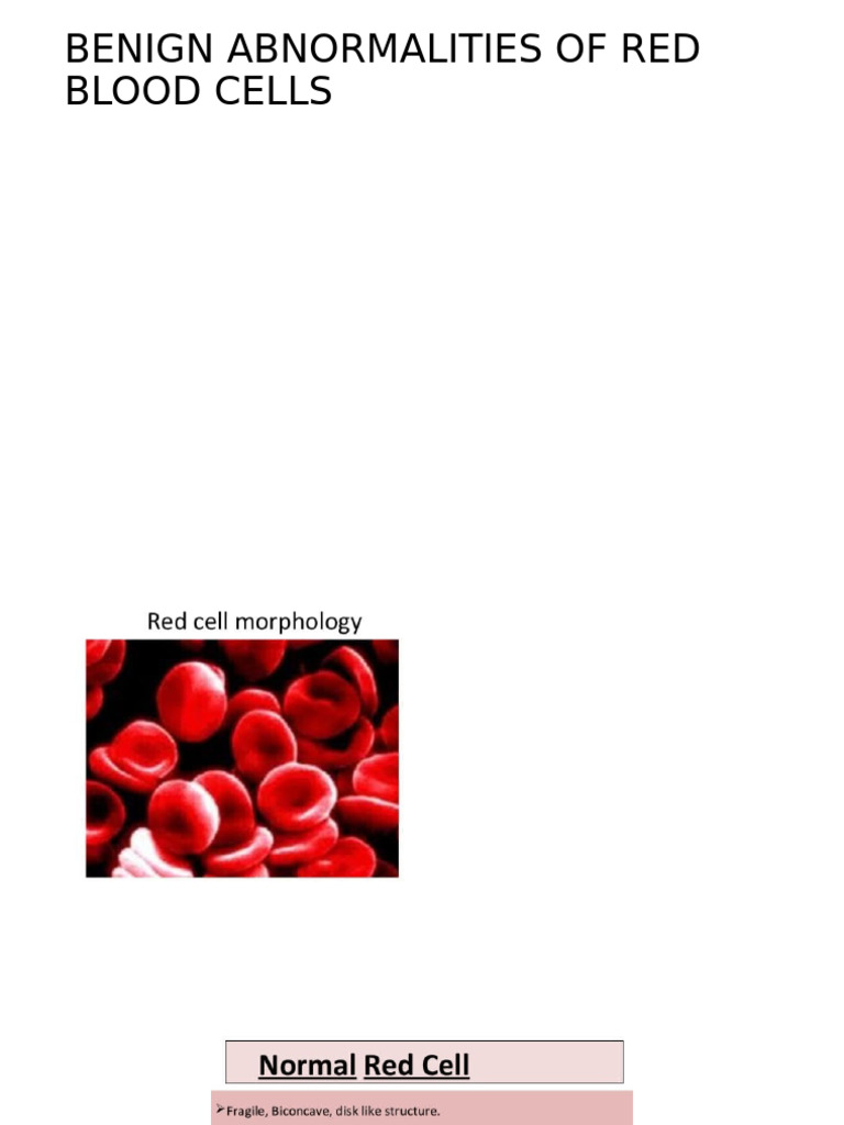 Benign Red Blood Cell Abnormalities | PDF