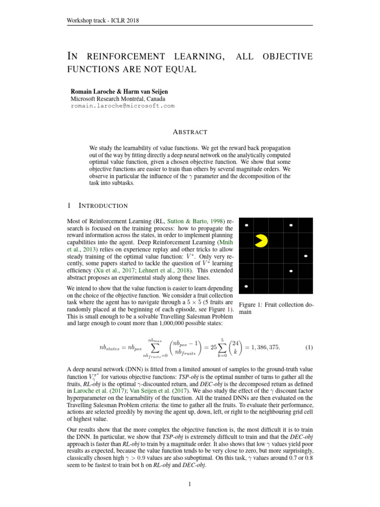1 4 2 ICLR Wor in Reinforcement Learning All Objective Functions | PDF | Deep Learning | Loss ...